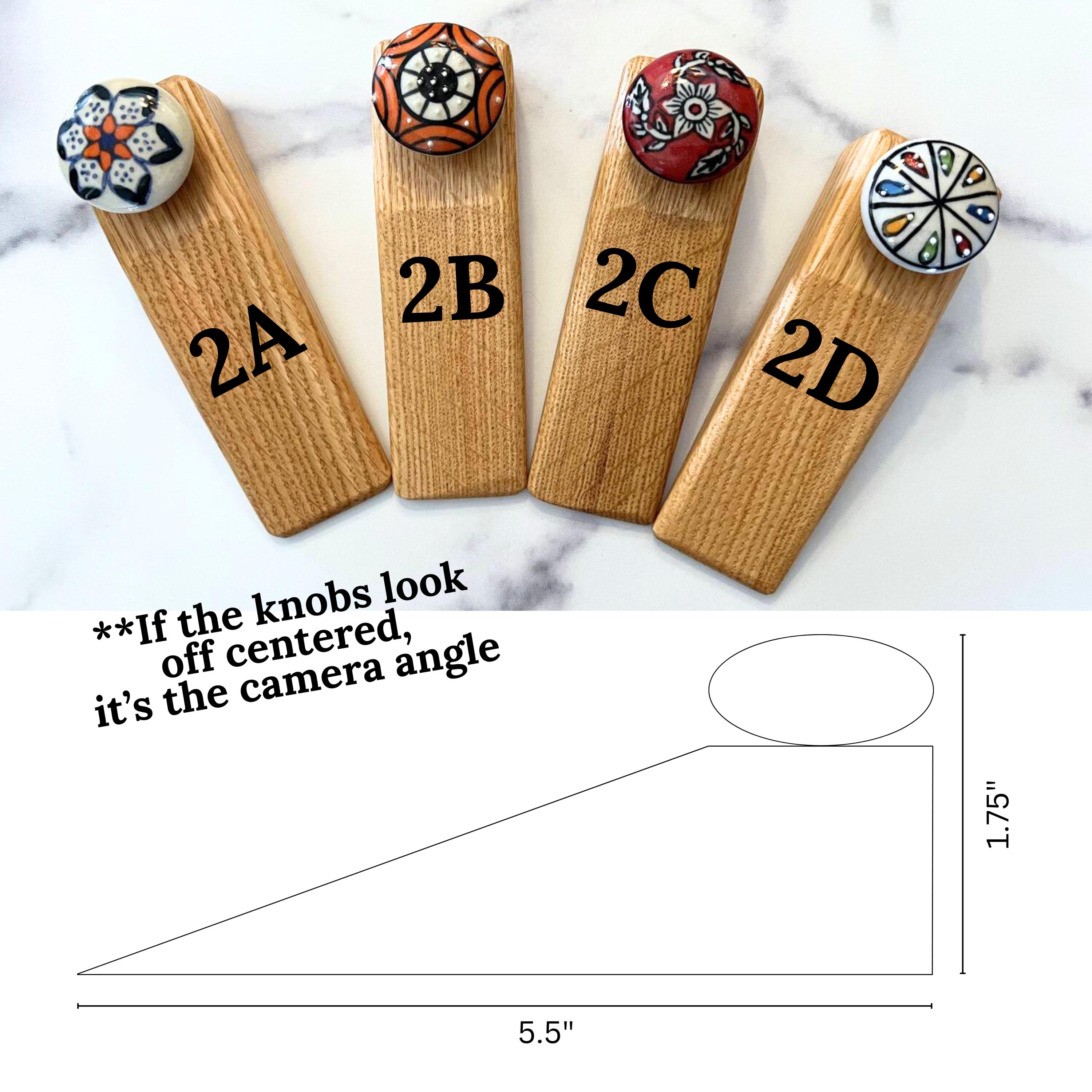 Handmade White Oak Door Wedges With Painted Ceramic Knobs, House Decor ...