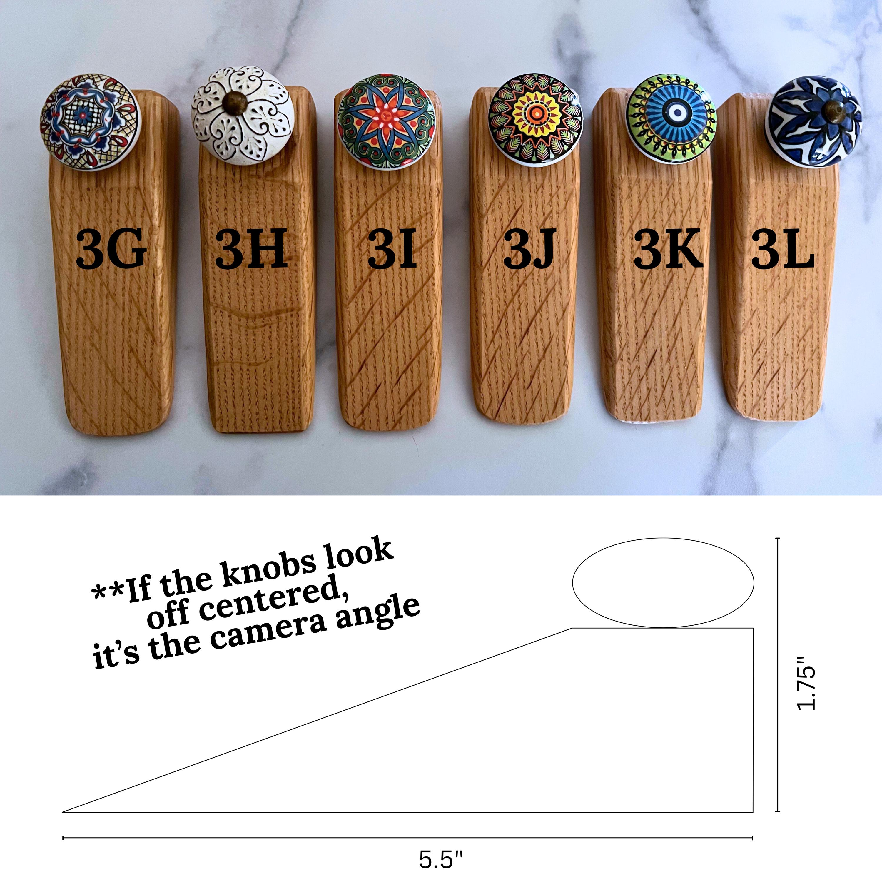 Handmade White Oak Door Wedges With Painted Ceramic Knobs, House Decor ...
