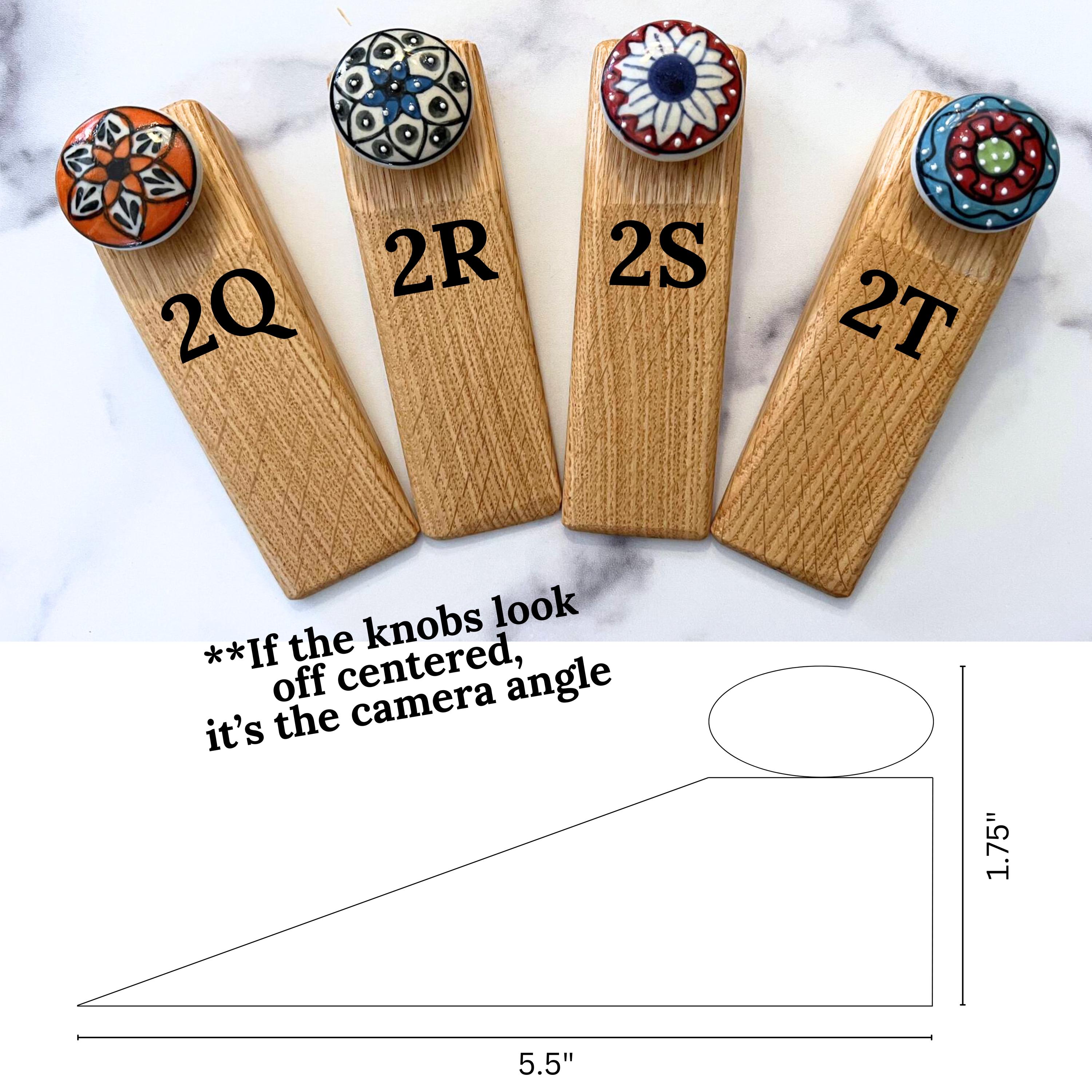 Handmade White Oak Door Wedges With Painted Ceramic Knobs, House Decor ...