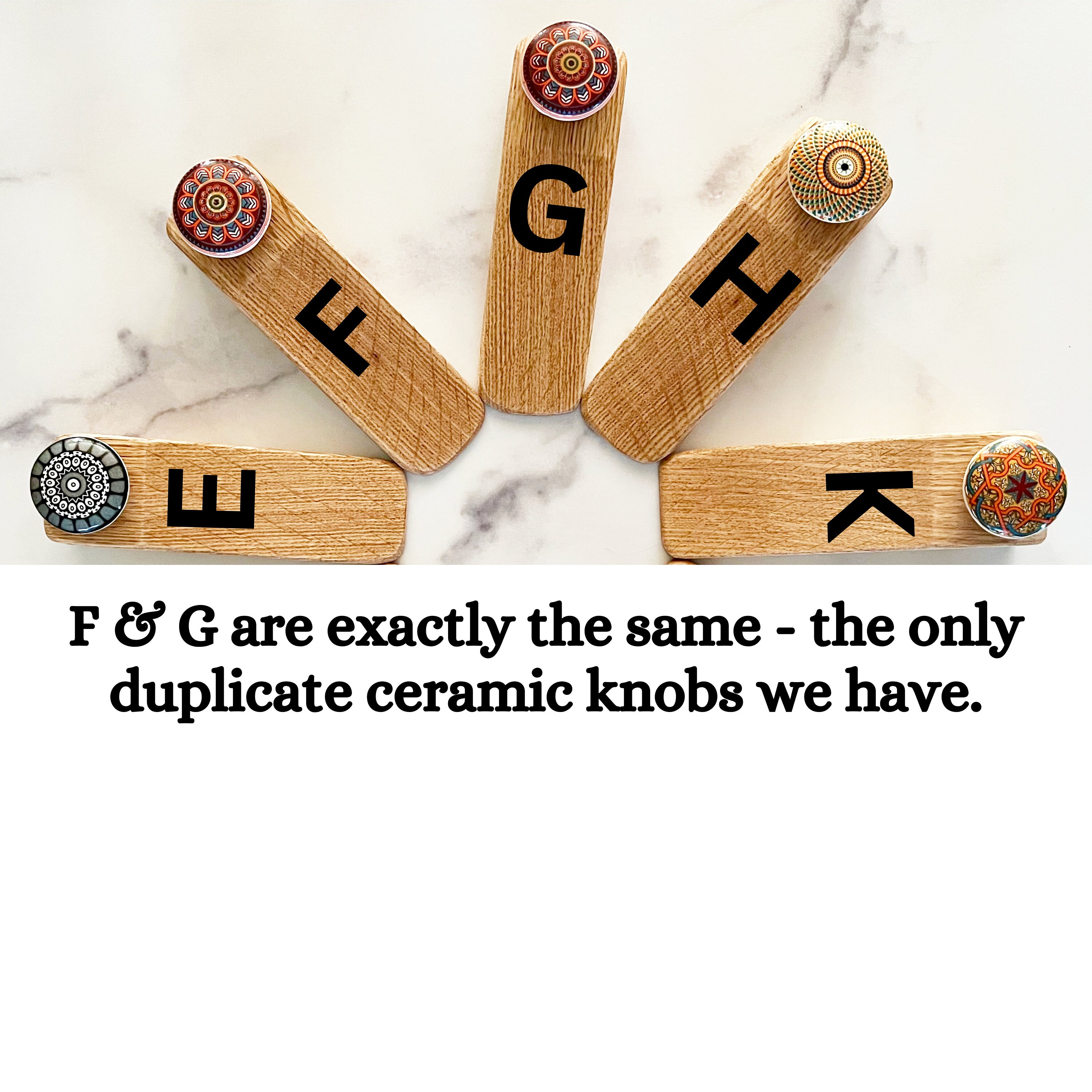 Handmade White Oak Door Wedges With Painted Ceramic Knobs, House Decor ...