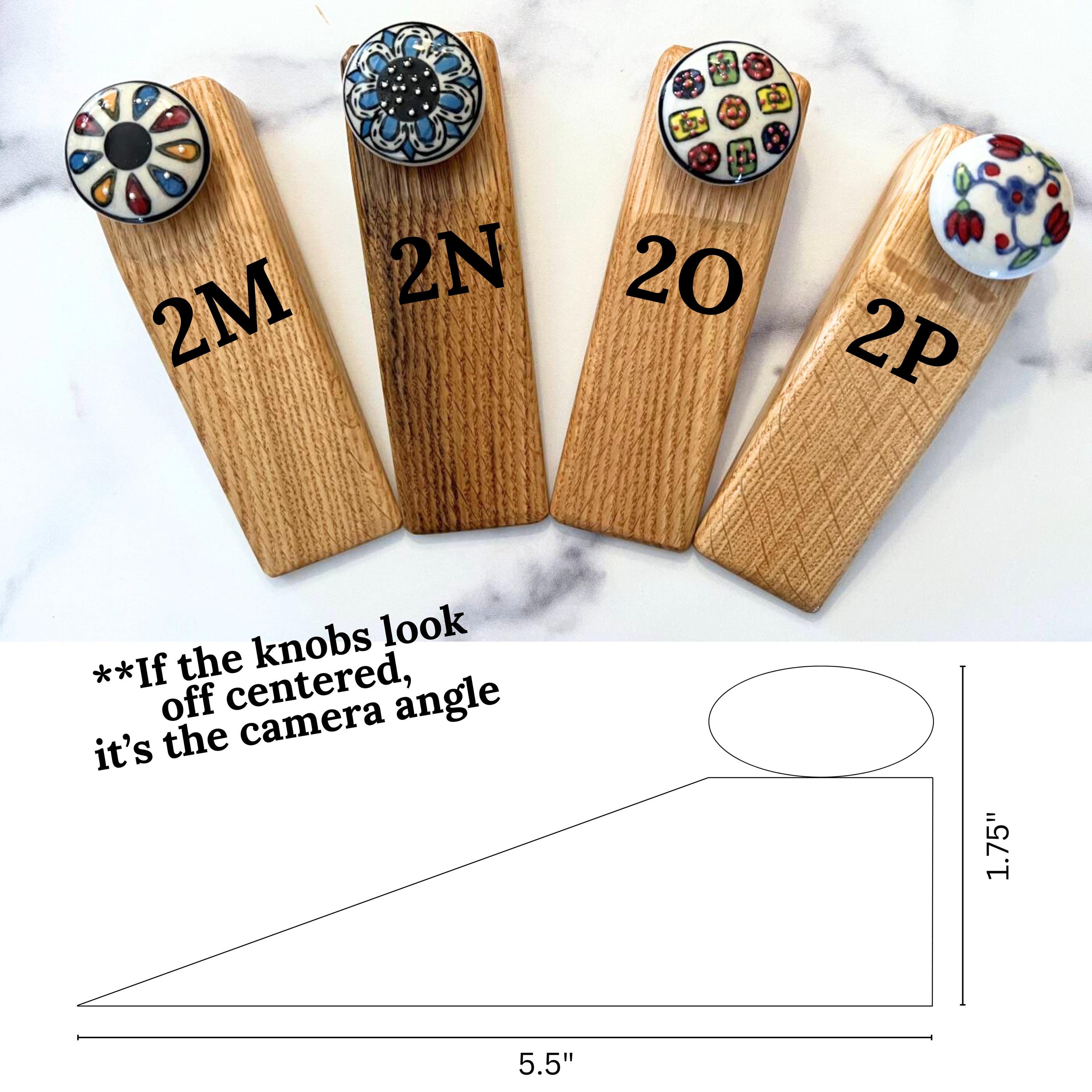 Handmade White Oak Door Wedges With Painted Ceramic Knobs, House Decor ...