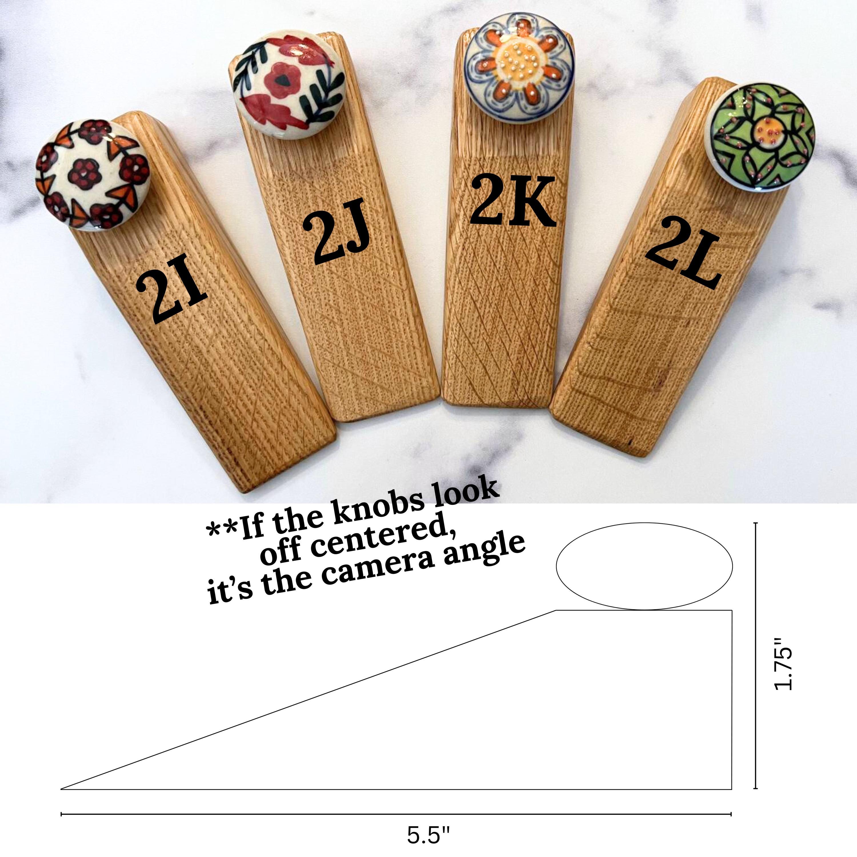 Handmade White Oak Door Wedges With Painted Ceramic Knobs, House Decor ...