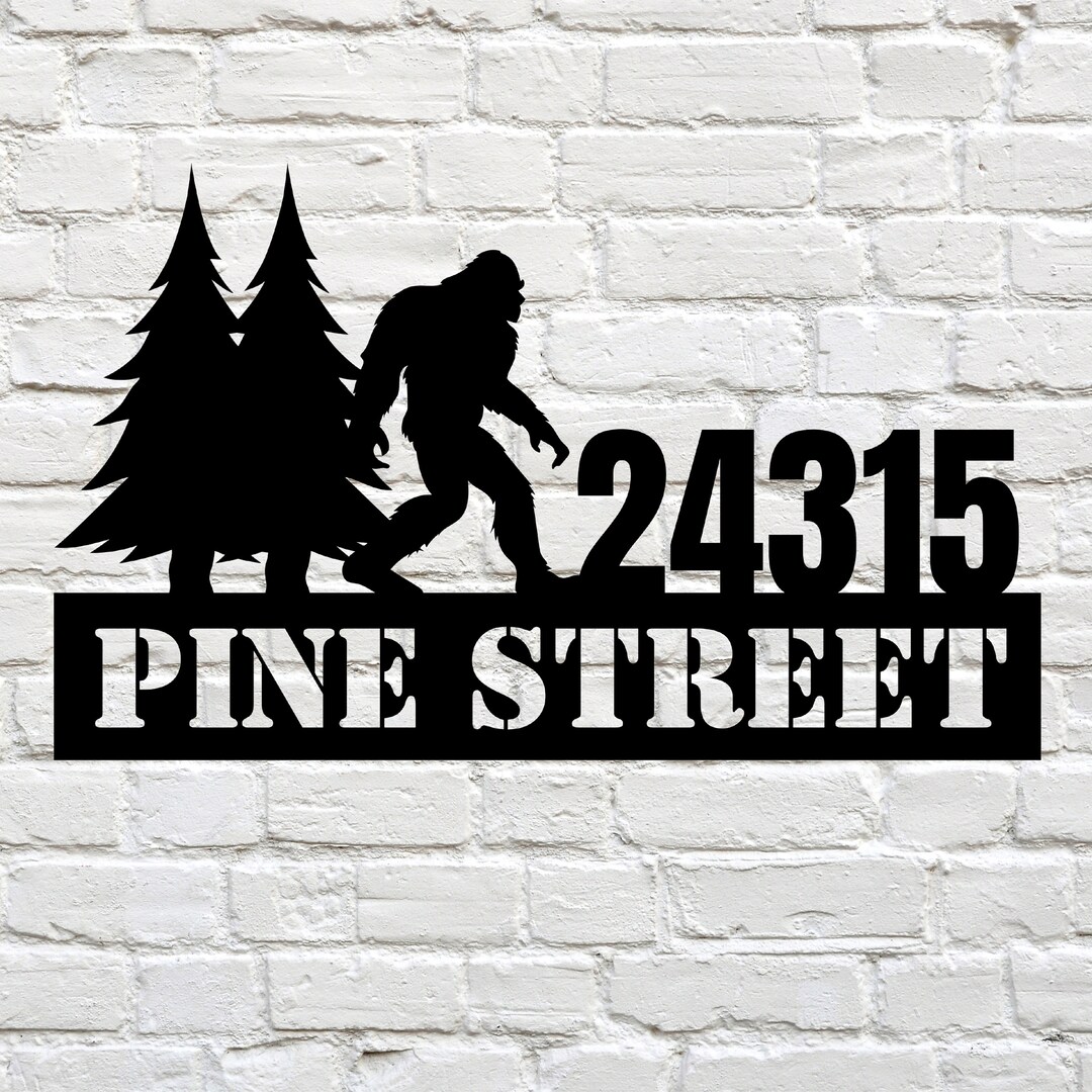 Big Foot Address Metal Sign, Customizable House Number Plaque, Bigfoot ...