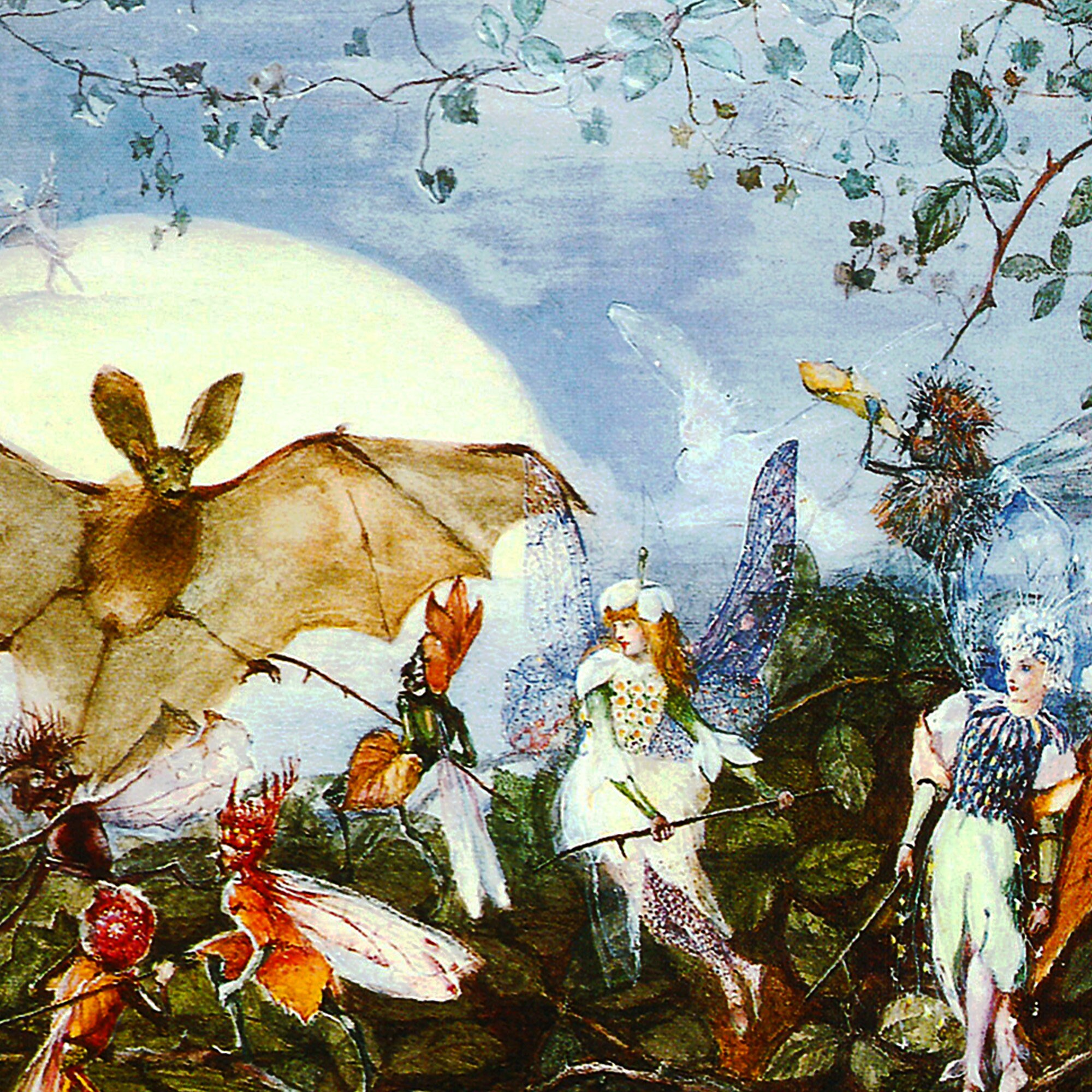 Fairies Attacking a Bat Printable Wall Art, Fairycore Home Decoration ...