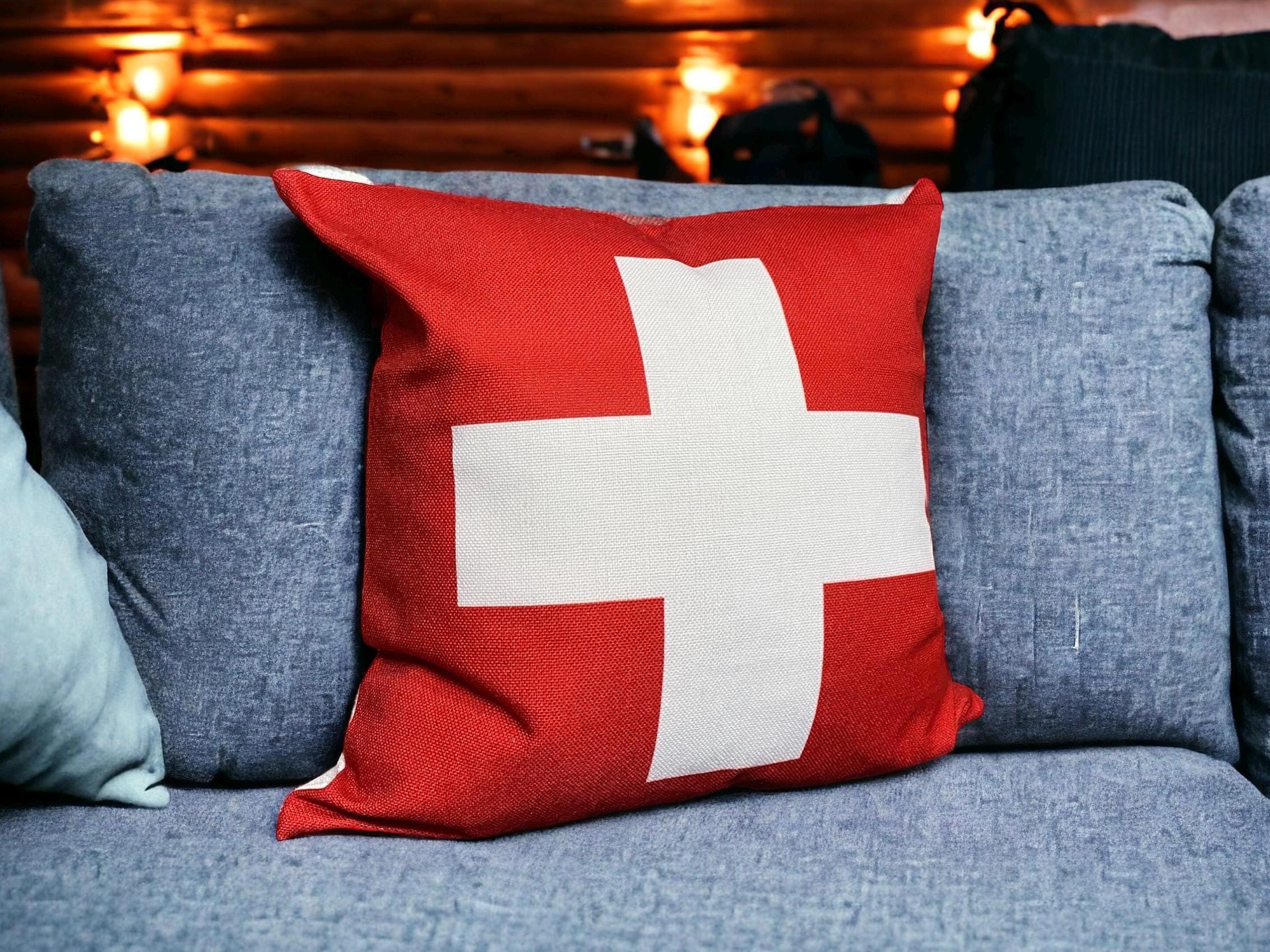 Rustic Ski Patrol Pillow Cover Only, Swiss Cross, Ski Lodge Decor ...