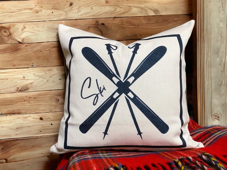 Ski Lodge Cotton Pillow Cover Only, Rustic Winter Cabin Decor - Etsy