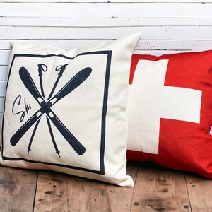 Ski Lodge Cotton Pillow Cover Only, Rustic Winter Cabin Decor - Etsy