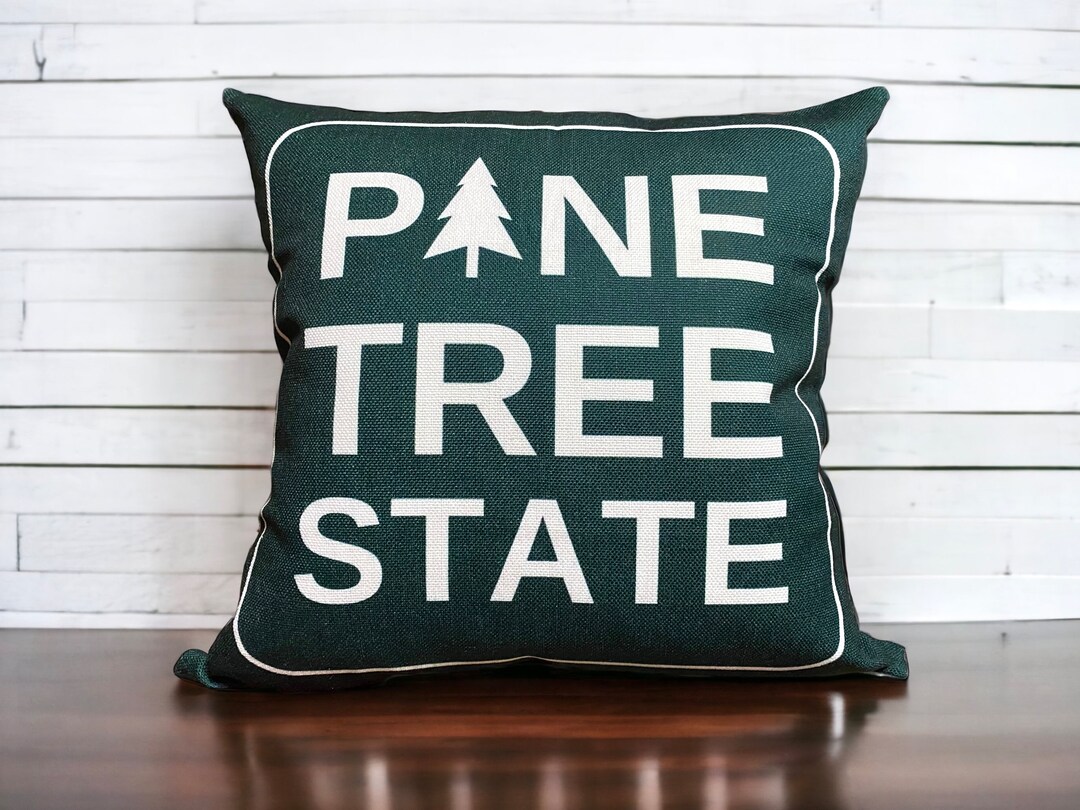 Maine Pine Tree State Pillow Cover, Rustic Maine Gifts, Log Cabin Decor ...