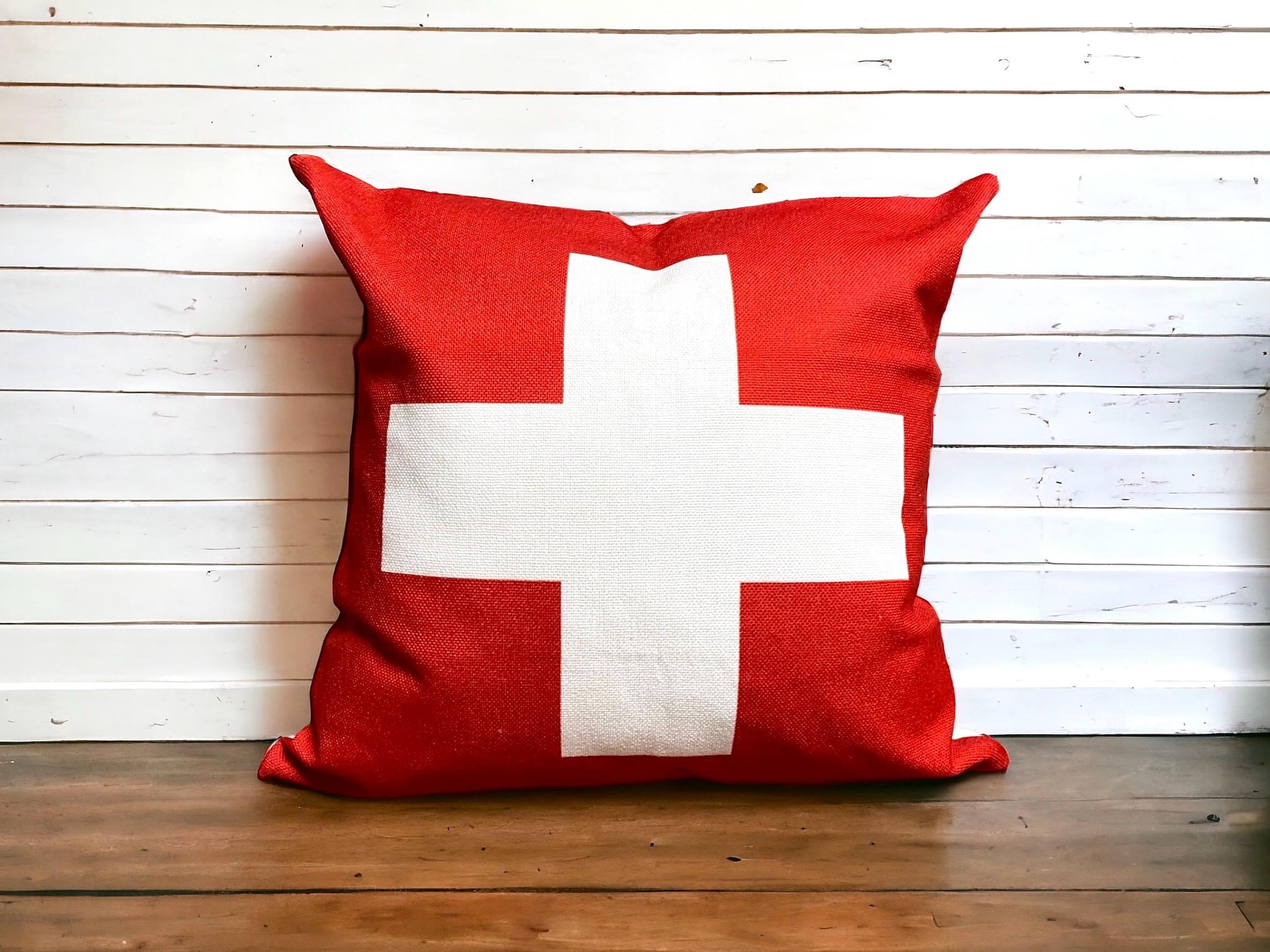 Rustic Ski Patrol Pillow Cover Only, Swiss Cross, Ski Lodge Decor ...