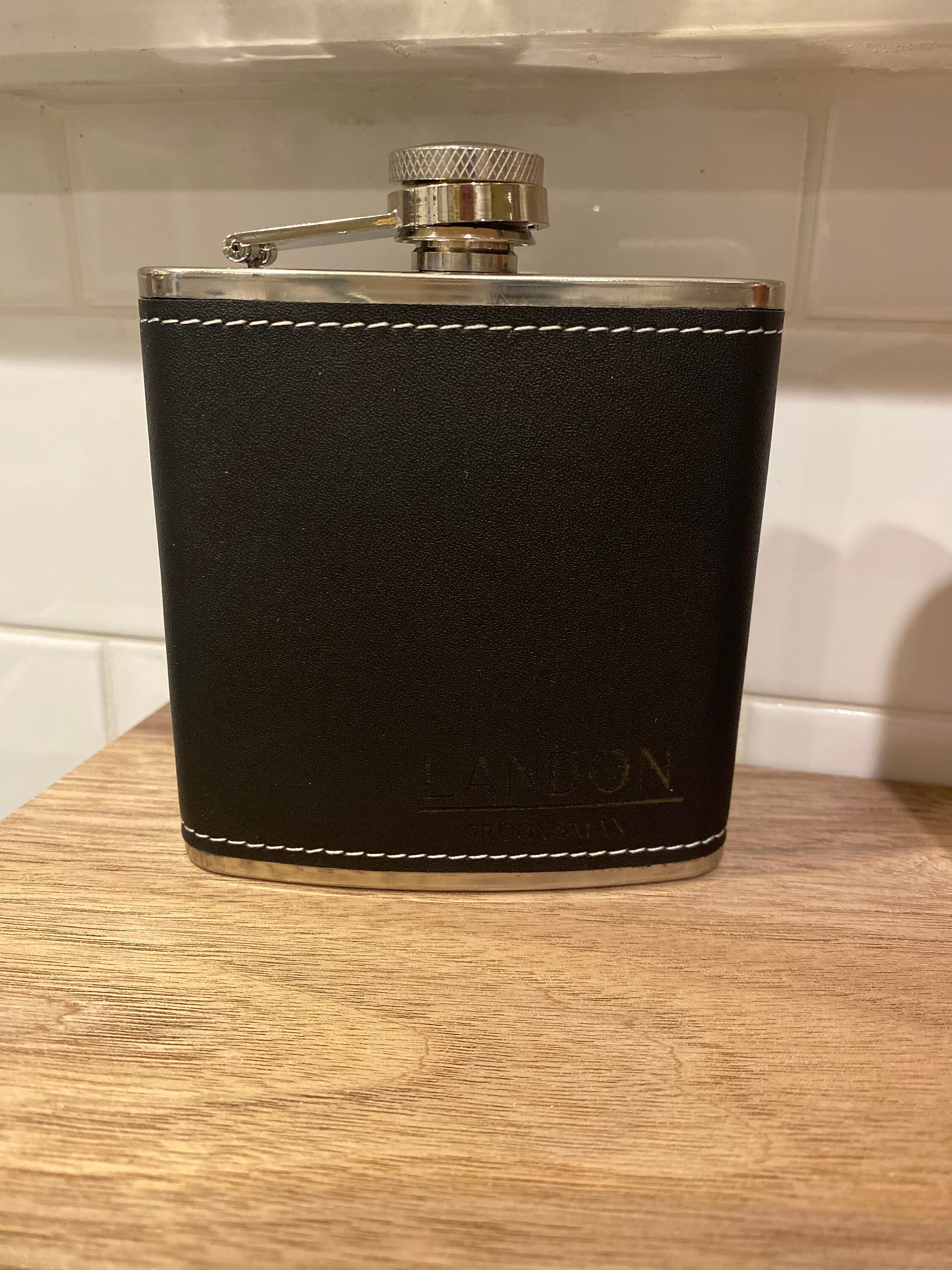 Custom Stainless Steel Leather Hip Flask Perfect Groomsmen Gift ...