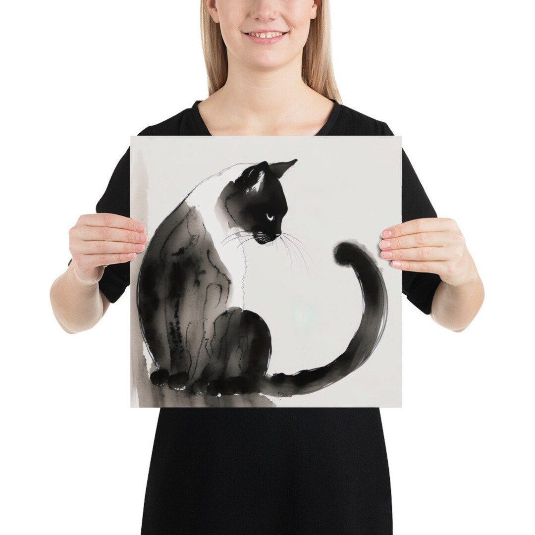 Experience the Allure of Shin's Cat Portrait in Black and White! - Etsy