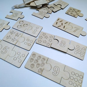Number Puzzle, Montessori Learning, Wooden Puzzle, Matching Numbers ...