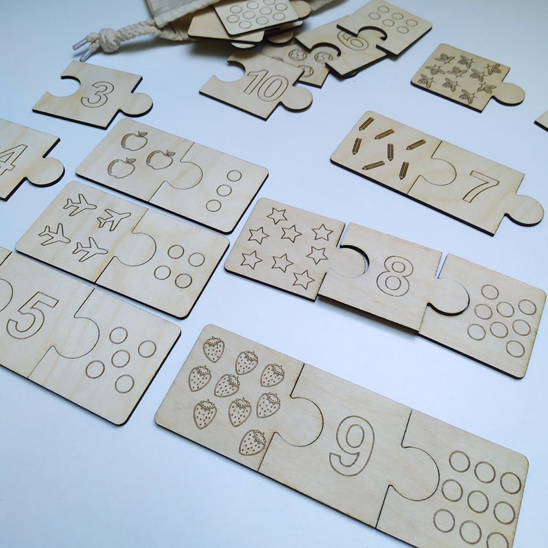 Number Puzzle, Montessori Learning, Wooden Puzzle, Matching Numbers ...