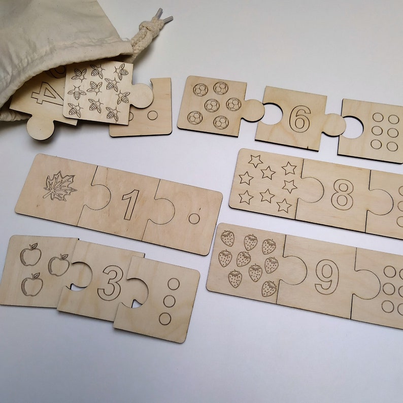 Number Puzzle, Montessori Learning, Wooden Puzzle, Matching Numbers ...