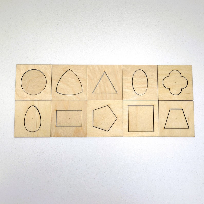 10 Geometric Shapes, Montessori Tracing Shapes, Montessori Stencils ...