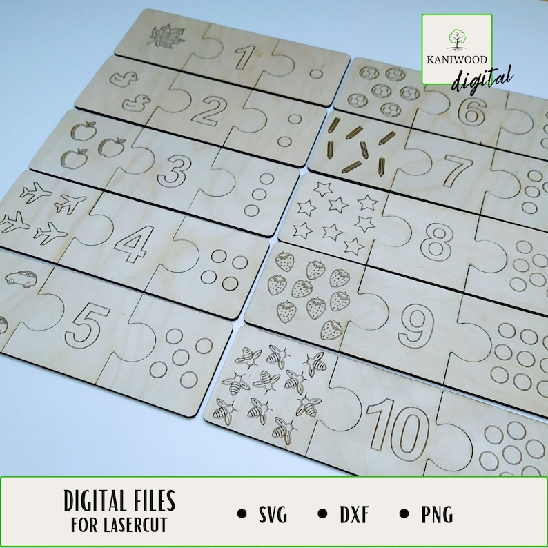 Number Puzzle, Montessori Learning, Wooden Puzzle, Matching Numbers ...