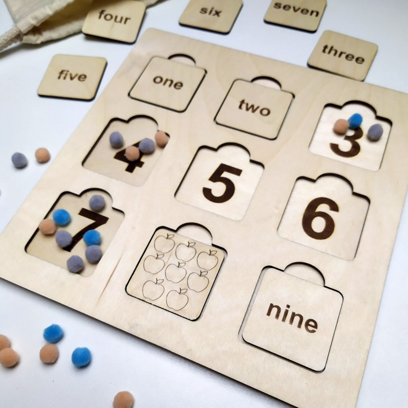 Montessori Number Board, Counting Board With Tiles, SVG, Laser Cut File ...
