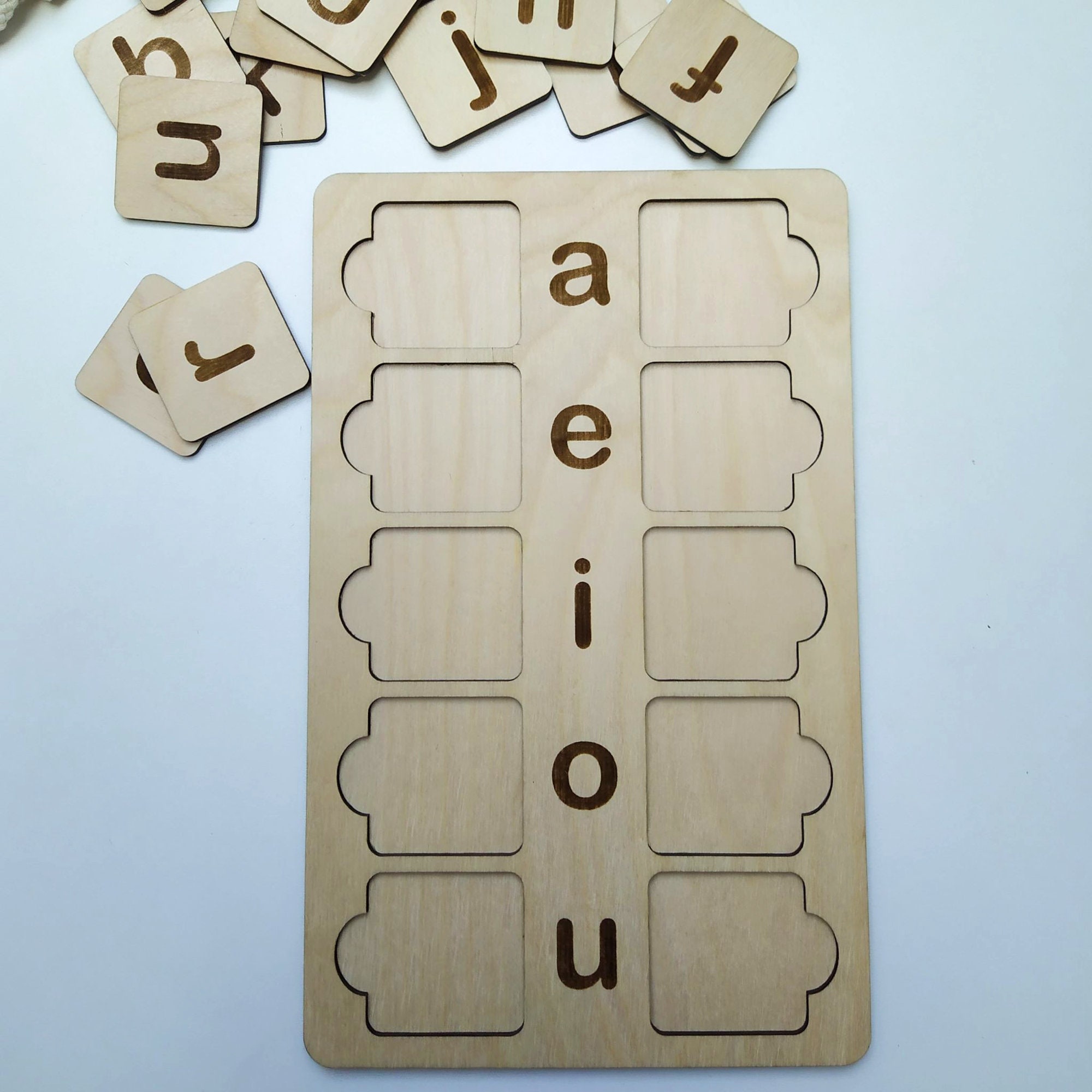 Montessori Learning Board, the 3-letter Words for Kids, Laser Cut Ready ...