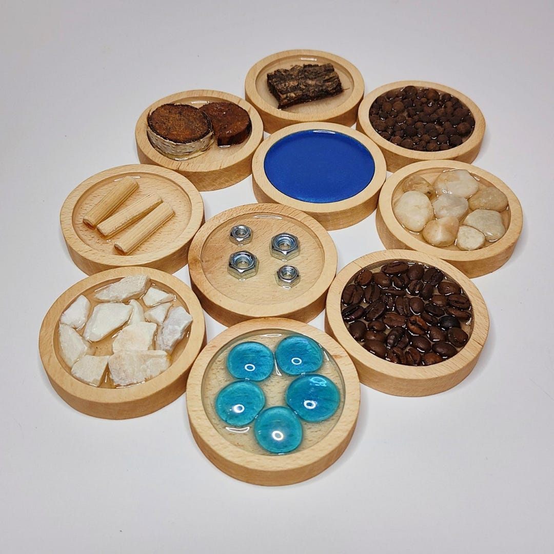 10 Sensory Discs Made of Beech Wood, Handmade Montessori Educational ...