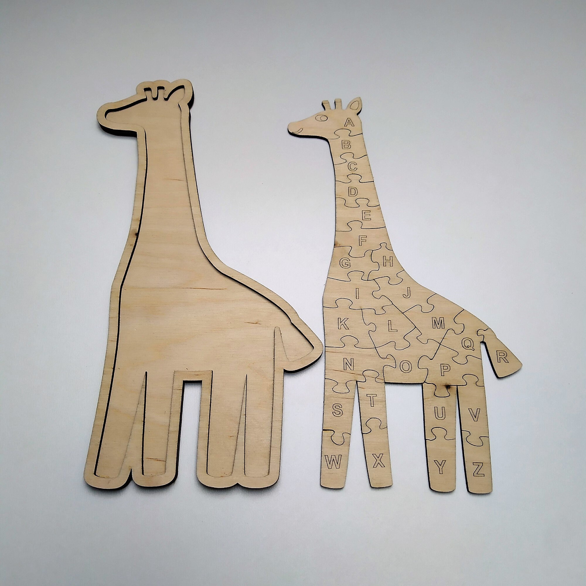 Alphabet Learning Puzzle, Giraffe Puzzle, Montessori Learning, Wooden ...