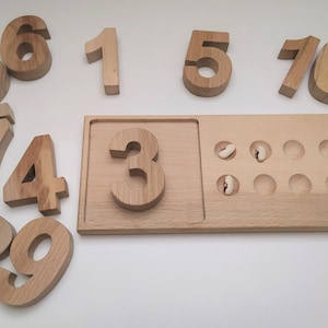 Montessori Counting Board, 1-10 Wooden Numbers, Math Set, Wooden ...
