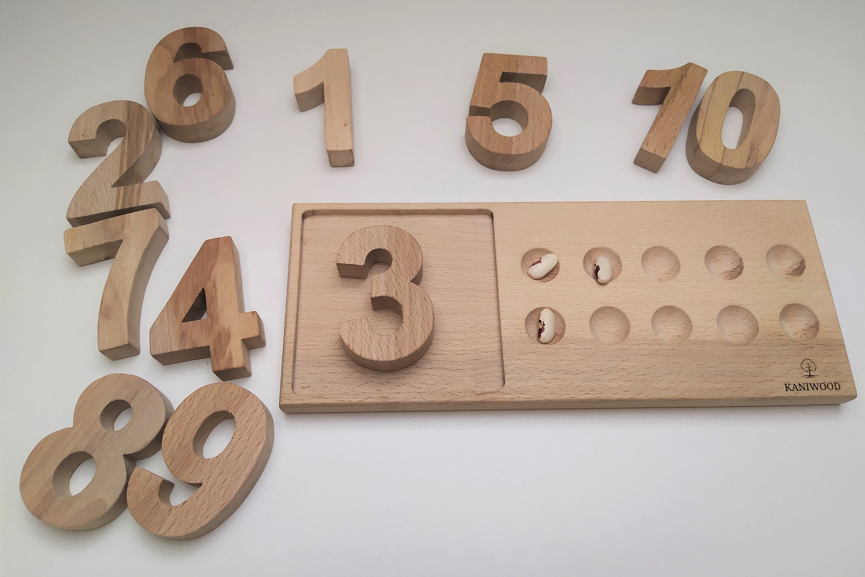 Montessori Counting Board, 1-10 Wooden Numbers, Math Set, Wooden ...