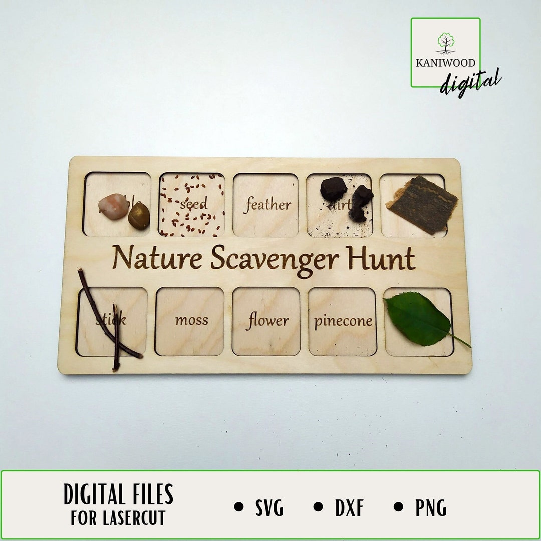 Nature Scavenger Hunt, Montessori Learning, Customizable Laser Cut File ...