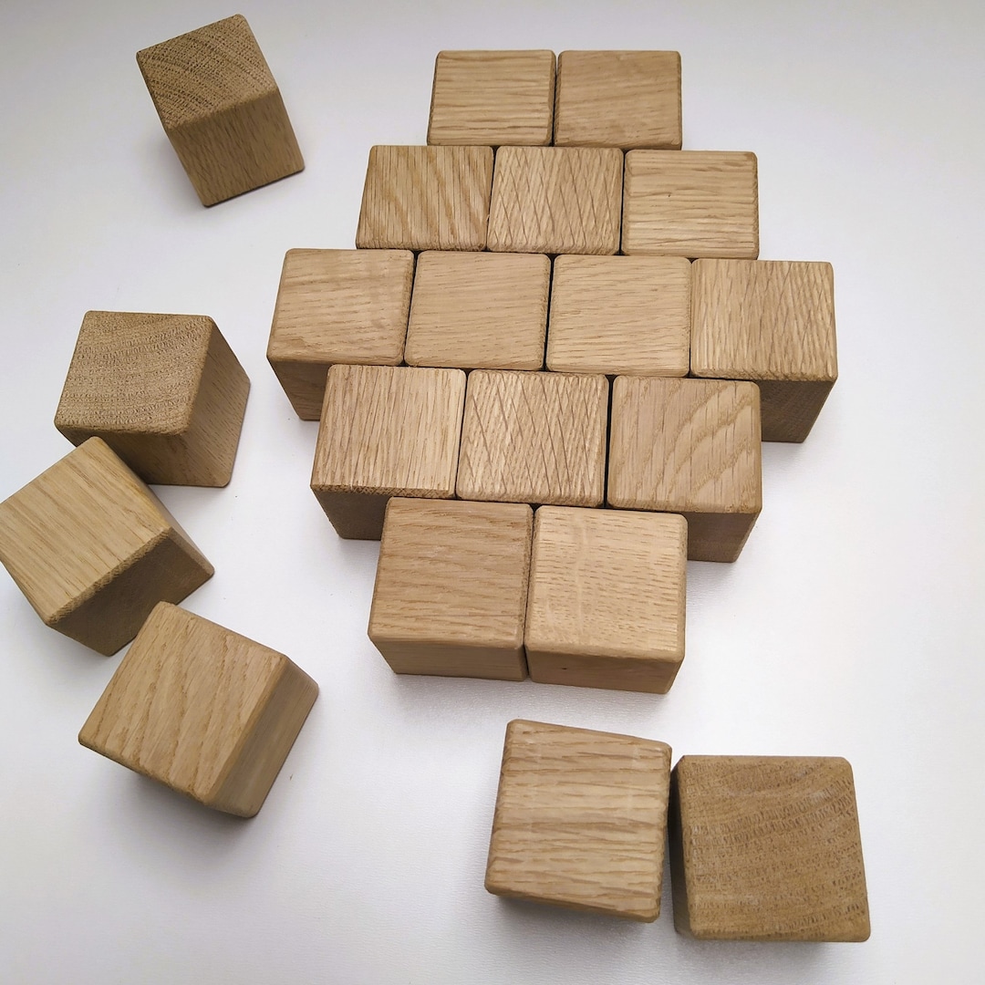 Set of Wooden Blocks, Montessori Wooden Blocks, Classic Blocks, Natural ...