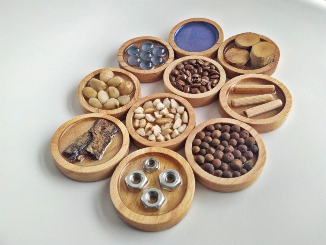 10 Sensory Discs Made of Beech Wood, Handmade Montessori Educational ...