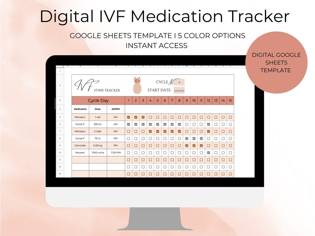 Digital IVF Medication Tracker, IVF Journal, Google Sheets Template - Etsy