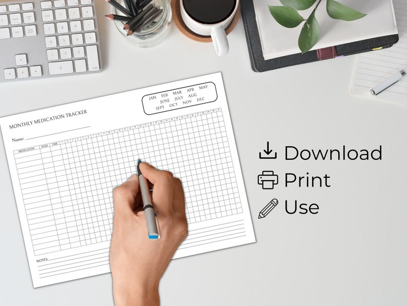 Monthly Medication Tacker, Printable Medication Tracker, Digital ...
