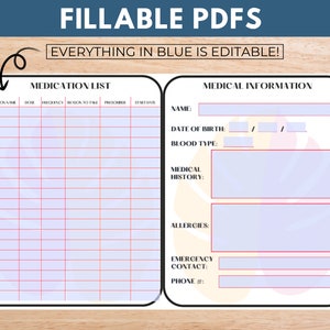 Medication List Wallet Card With Emergency Contact and Medical ...