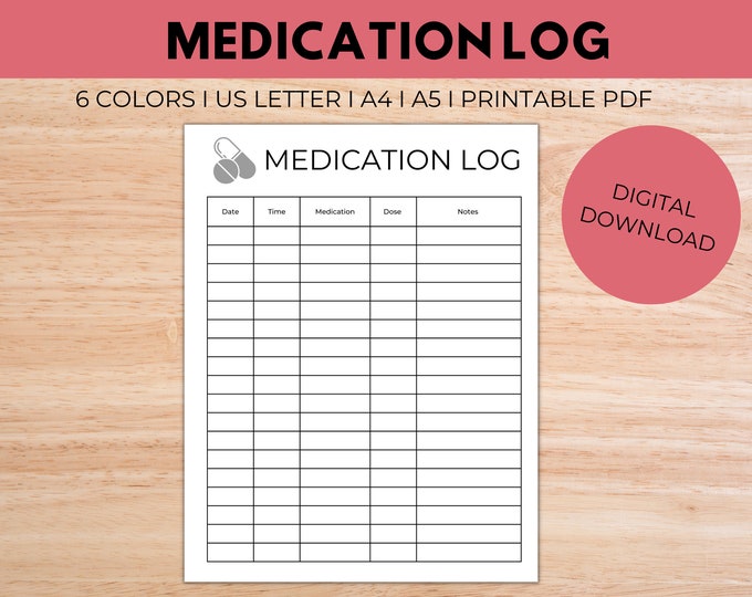 Medikamente Tracker, Checkliste Medikamente, Medizin Log, Printable ...