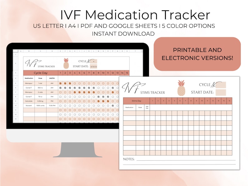IVF Medication Tracker, IVF Journal, Binder Insert, Printable and ...