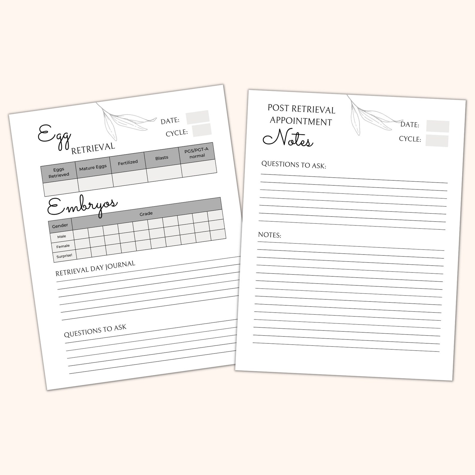 Printable IVF Planner, Minimalistivf Journal, IVF Calendar- Keep Track ...
