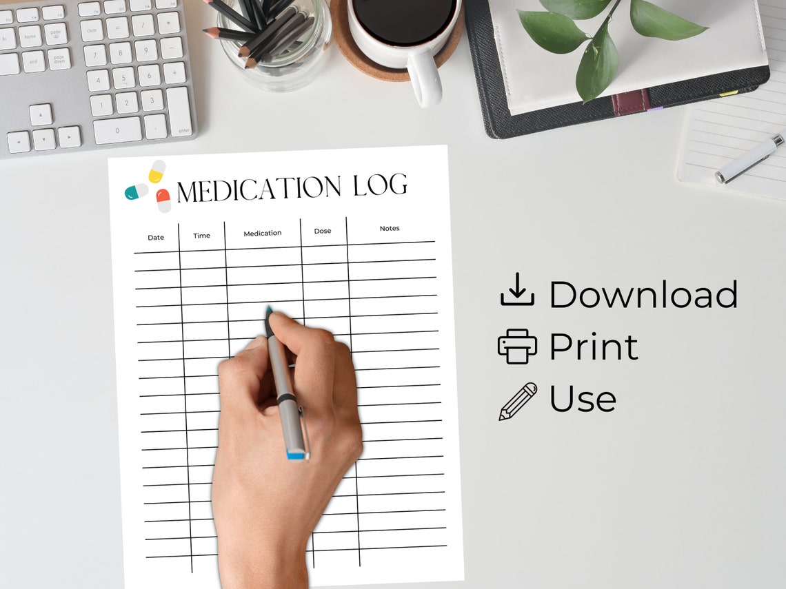 Medication Log, Printable Medication Log, Editable PDF, Digital ...