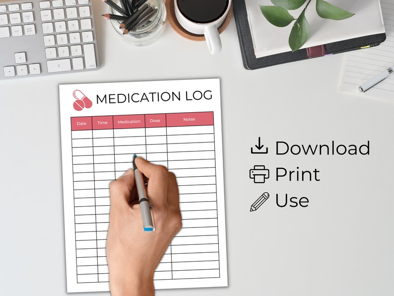 Medication Log, Printable Medication Log, Digital Download - Etsy Australia