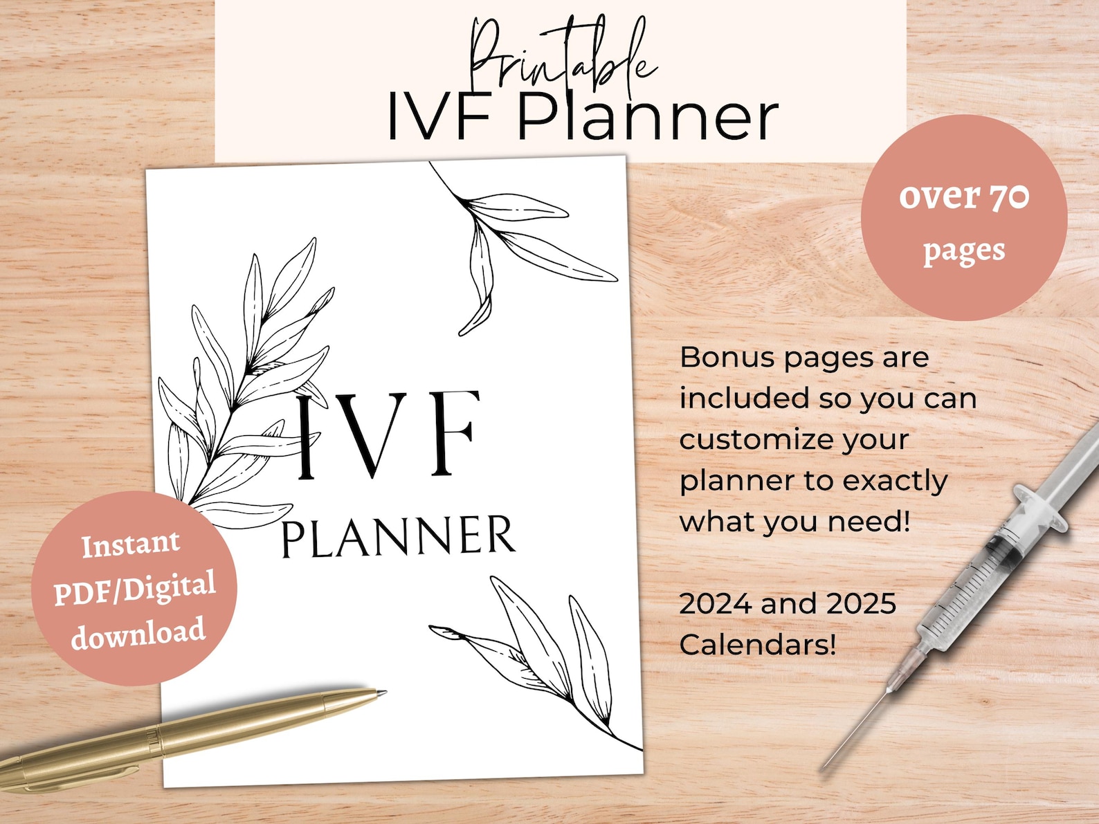 Printable IVF Planner, Minimalistivf Journal, IVF Calendar- Keep Track ...