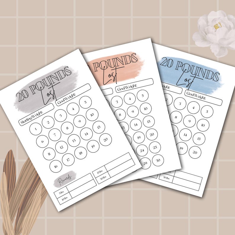 20 Pounds Printable Weight Loss Tracker - Track Your Pounds Lost ...
