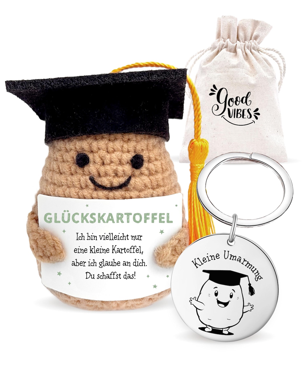 Lucky Charm "johann" in a Gift Set: Lucky Potato + Gift Bag & Keychain ...