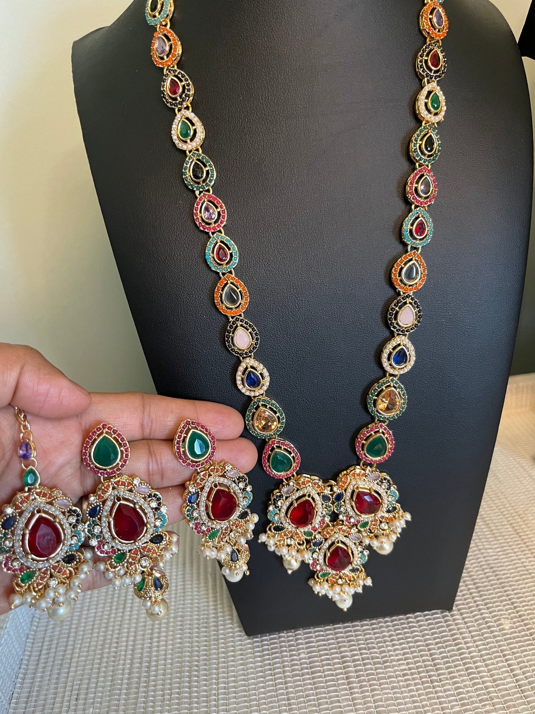 Long Mala Necklace Set With Jhumki and Tika. Turkish Jewelry, Egyptian ...