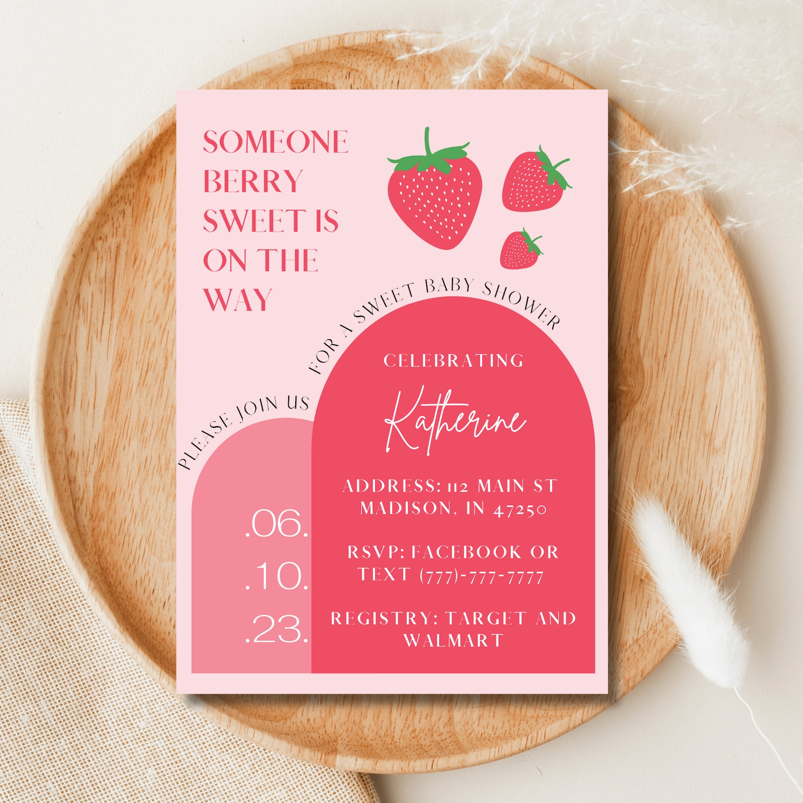 Someone Berry Sweet is on the Way Baby Shower Invitation 5x7 - Etsy
