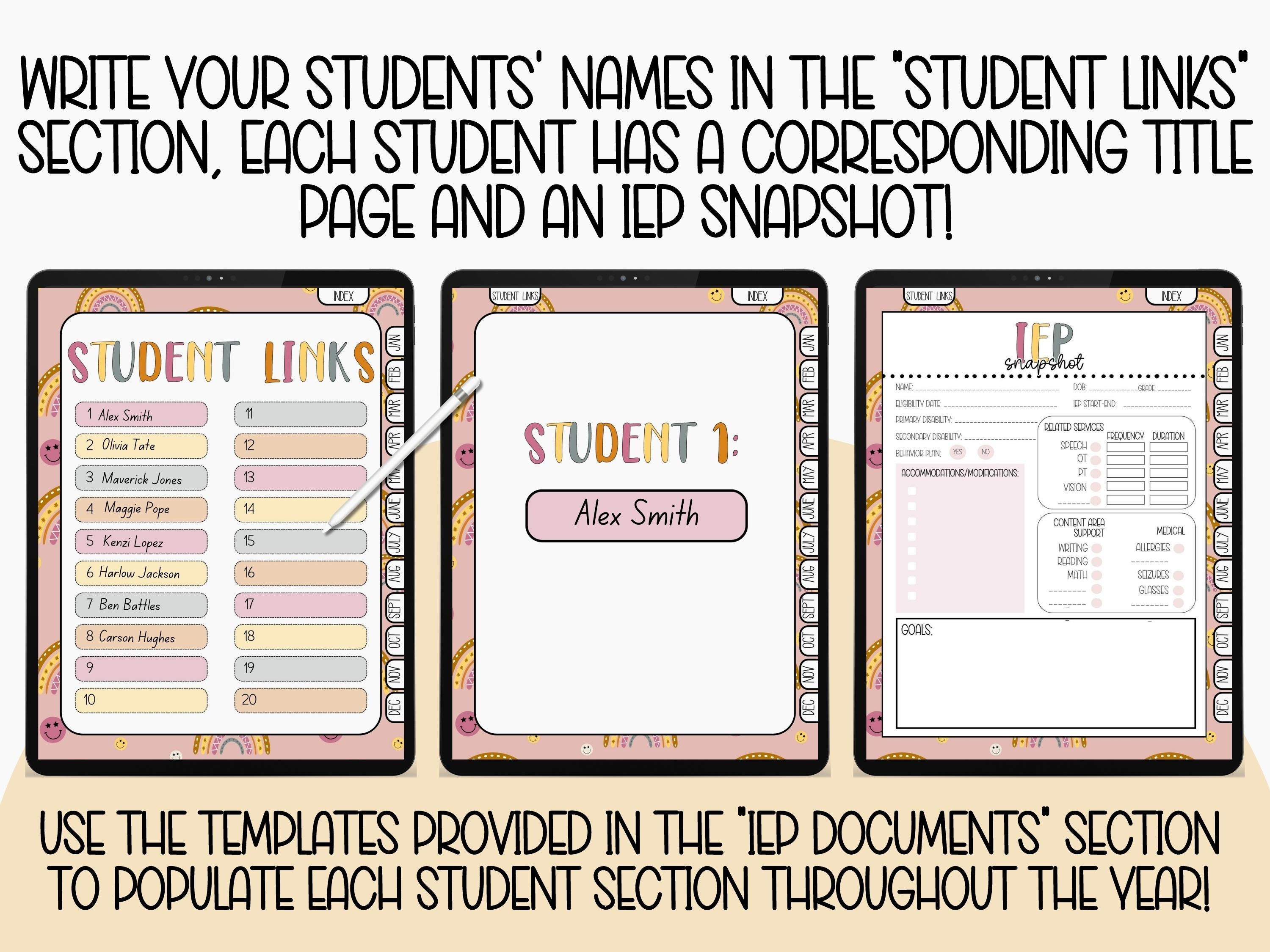 Digital SELF CONTAINED Rainbow Special Education Planner, Caseload and ...