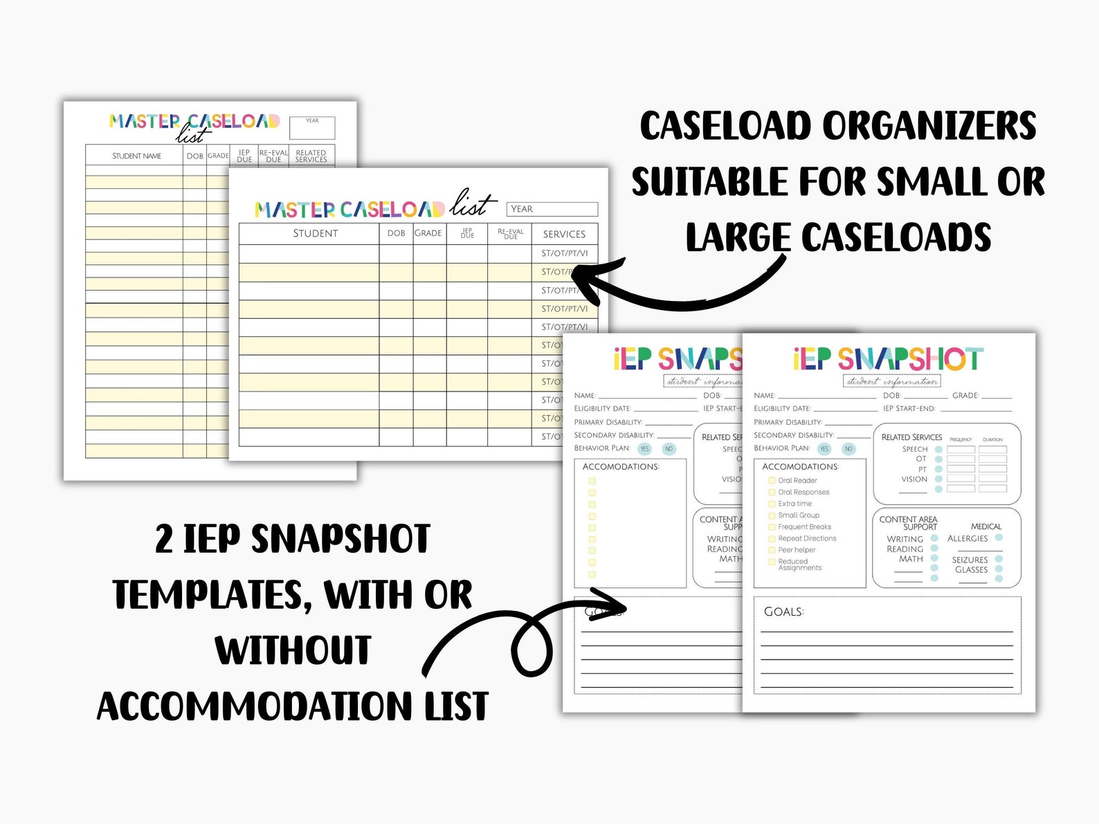 Printable Special Education Planner Binder, Caseload Templates, Section ...