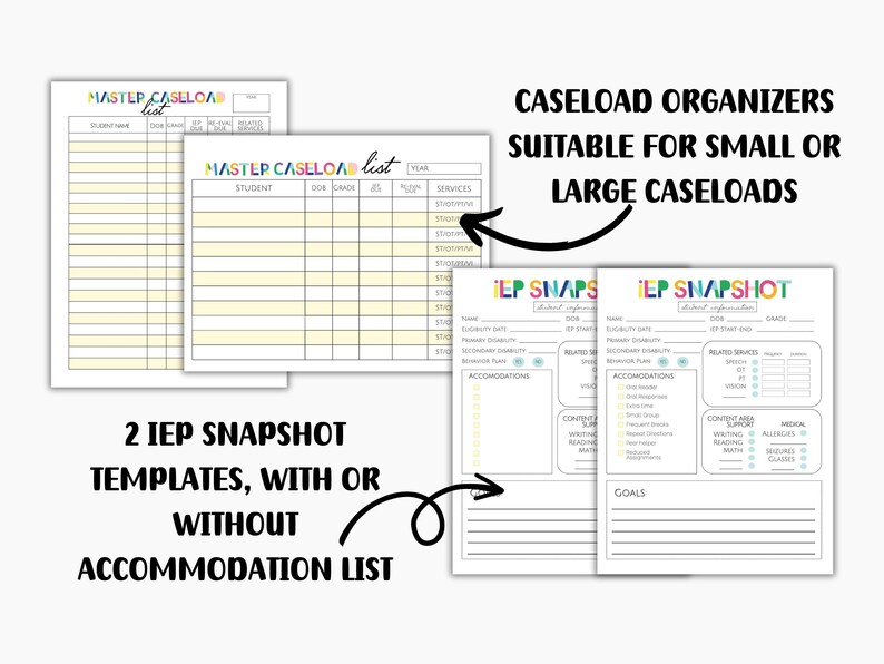 Printable Special Education Planner Binder, Caseload Templates, Section ...