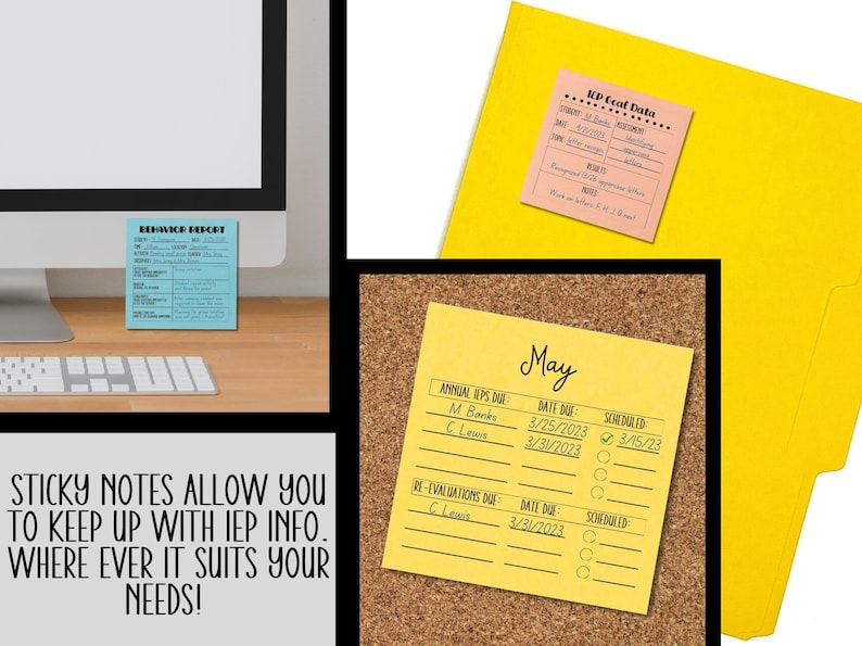 Printable Special Education Sticky Notes, IEP Meeting Prep, Behavior ...