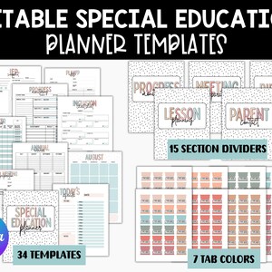 Editable Special Education Planner Binder, Boho Teacher Planner ...
