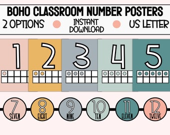 Neutral Boho Number Formation Posters Classroom Decor - Etsy