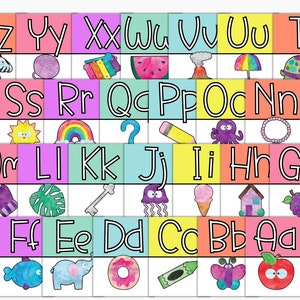 Printable Brights Classroom Decor, Watercolor Alphabet Classroom ...