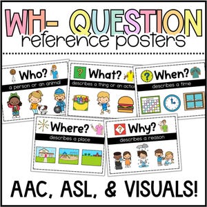 Wh- Question Posters, Comprehension Visual Supports, Special Education ...